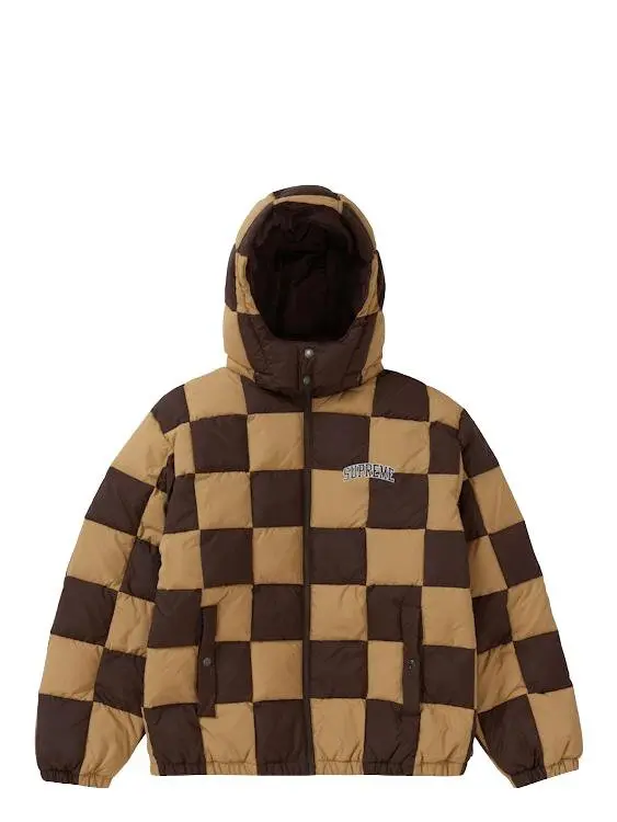 Supreme Checkerboard Puffy Jacket - Tan