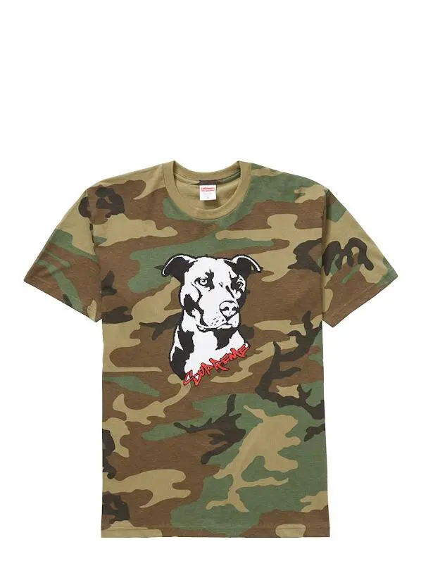 Supreme Pitbull Tee Shirt - Woodland Camo