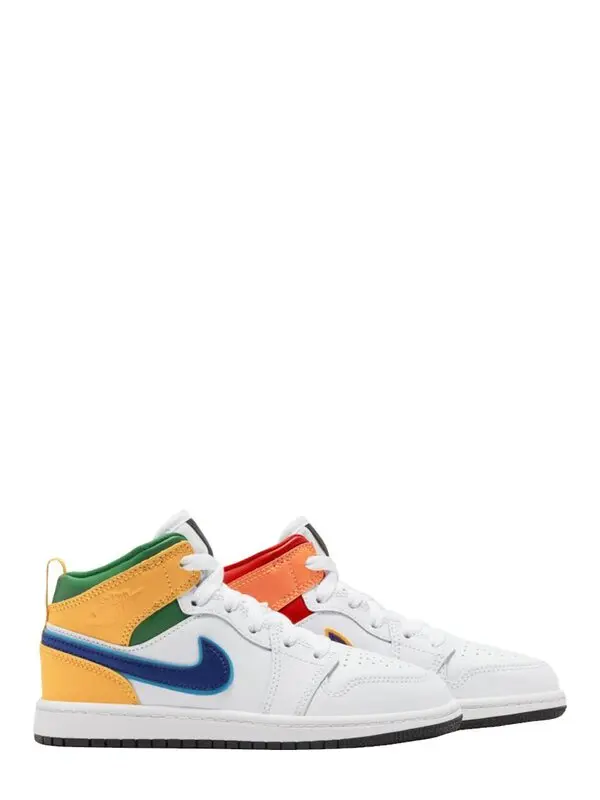 JORDAN 1 Mid Top Sneakers - White/total Orange/university Red