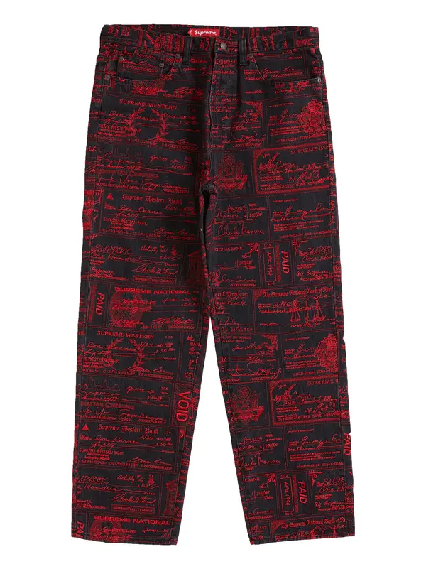 Supreme Checks Embroidered Jean - Black