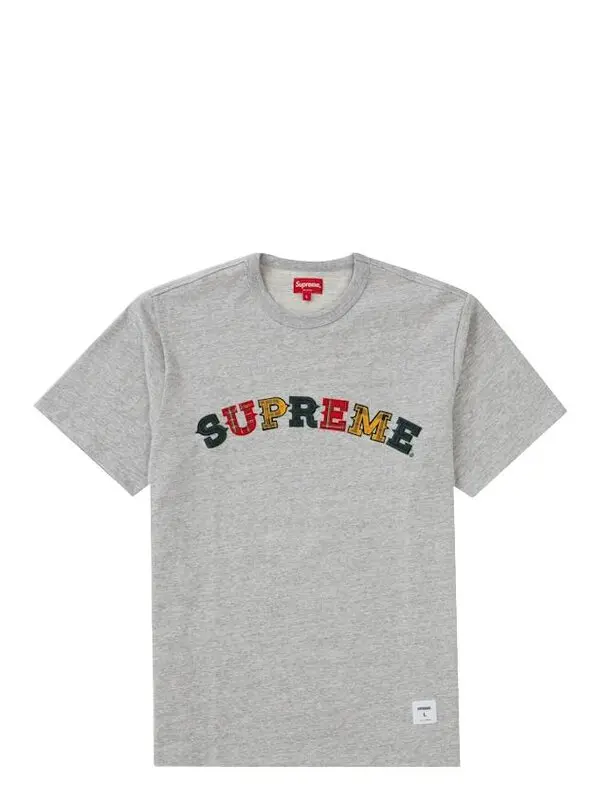 Supreme Plaid Applique Short Sleeve Top - Heather Grey