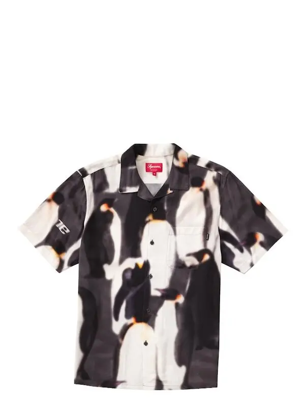 Supreme Penguins Rayon Short Sleeve Shirt - Black