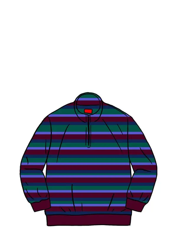 Supreme Stripe Velour Half Zip Pullover - Purple