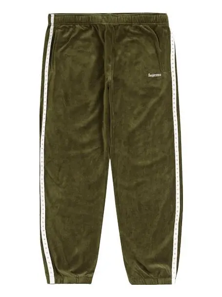 Supreme Studded Velour Track Pant - Olive