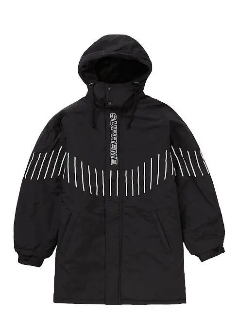 Supreme Pinstripe Panel Sports Parka Jacket - Black