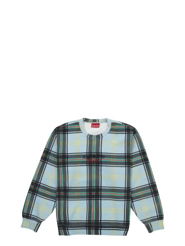 Supreme Plaid Crewneck Sweatshirt - Light Blue