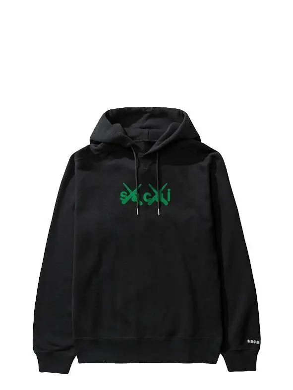 KAWS X Sacai Flock Print Hoodie - Black