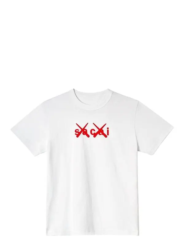 KAWS X Sacai Flock Print T-shirt - White/red