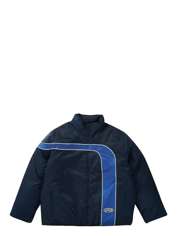 Supreme Stripe Puffer Jacket - Navy Blue