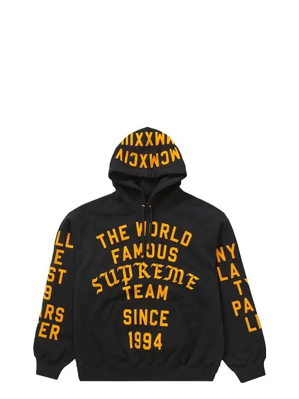 Supreme Team Flocked Hooded Sweatshirt - Black