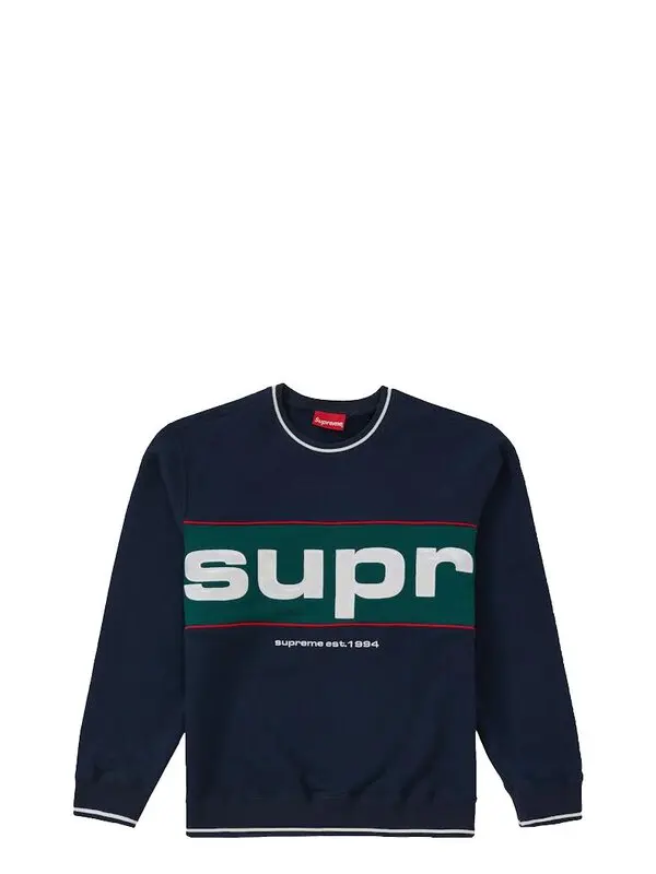 Supreme Piping Crewneck Sweatshirt - Navy Blue