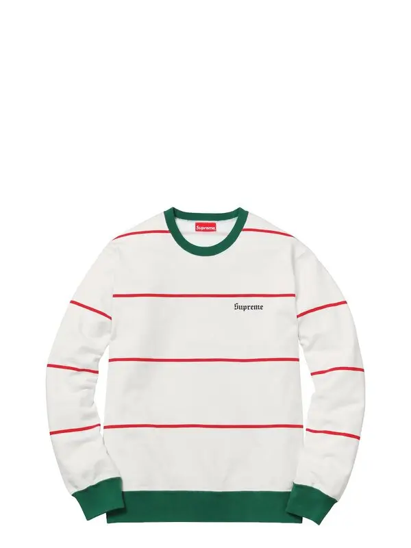 Supreme Striped Crewneck Sweatshirt - White