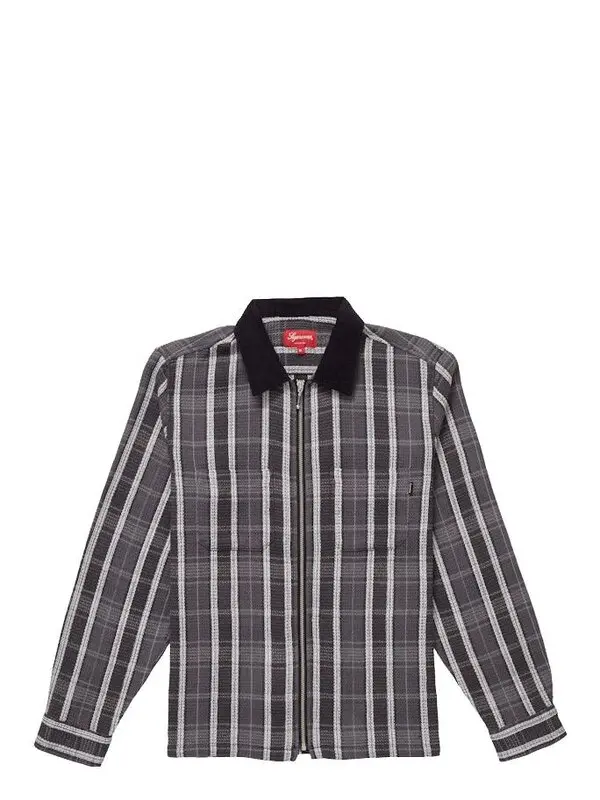 Supreme Plaid Thermal Zip Up Shirt - Black