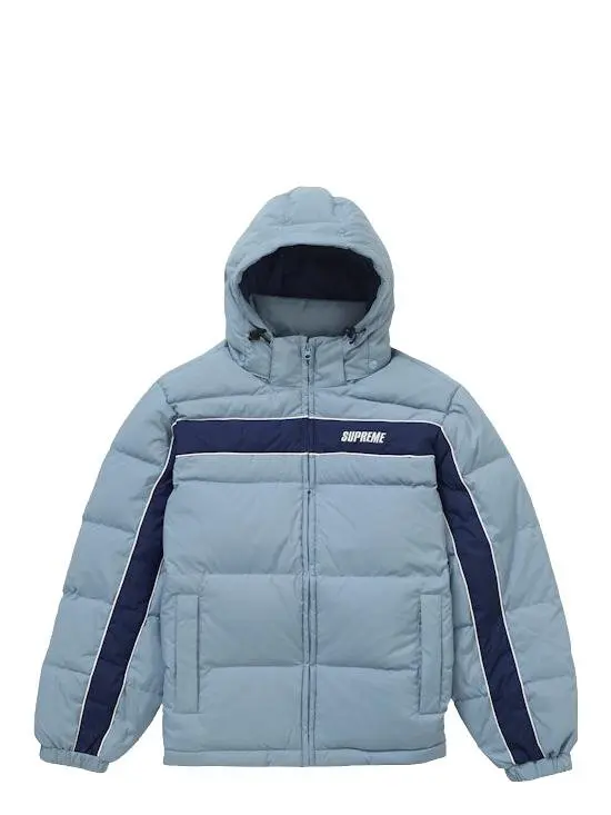 Supreme Stripe Panel Down Jacket - Light Blue