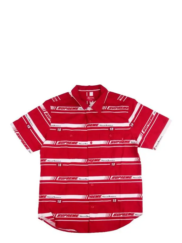 Supreme Striped Racing Work Shirt - Red