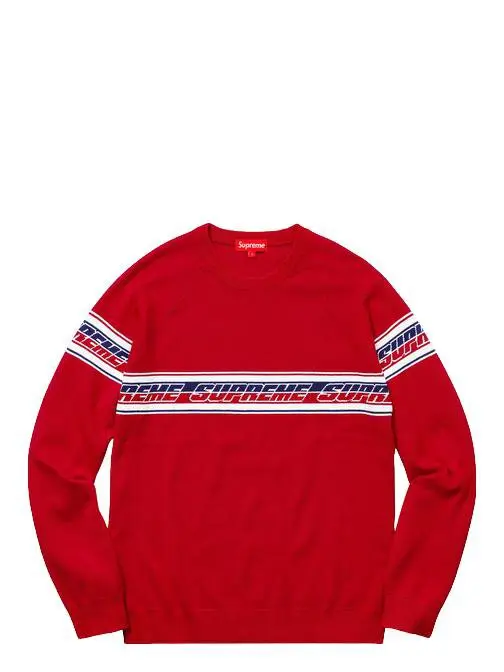 Supreme Striped Raglan Sweater - Red