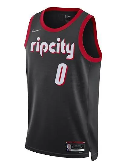 Nike Nba Portland Trail Blazers City Edition Mixtape Damian Lillard Jersey - Black