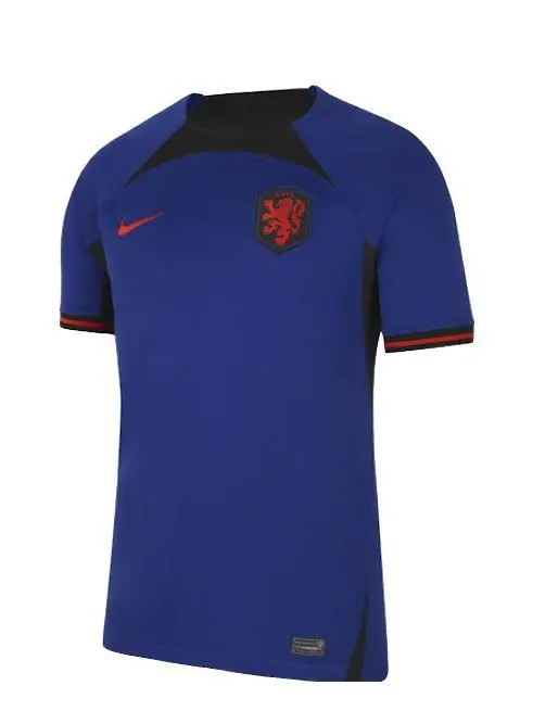 Nike Netherlands 2022/23 Stadium Away Drifit Soccer Jersey - Deep Royal Blue/black/habanero Red