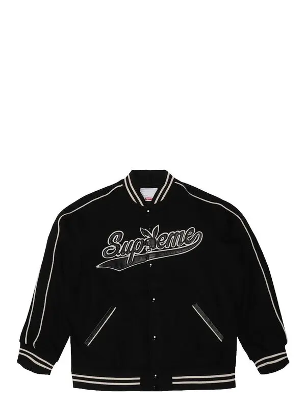 Supreme Playboy Wool Varsity Jacket - Black