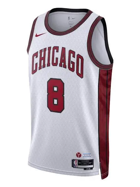 Nike Nba Zach Lavine Chicago Bulls City Edition Jersey - White/red