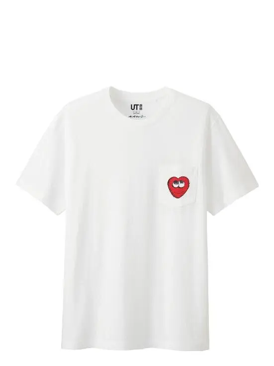KAWS X Uniqlo Heart Pocket Tee Shirt - White