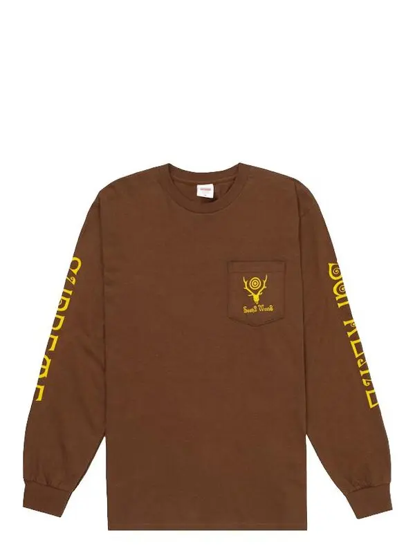 Supreme South2 West8 Long Sleeve Pocket Tee Shirt - Brown