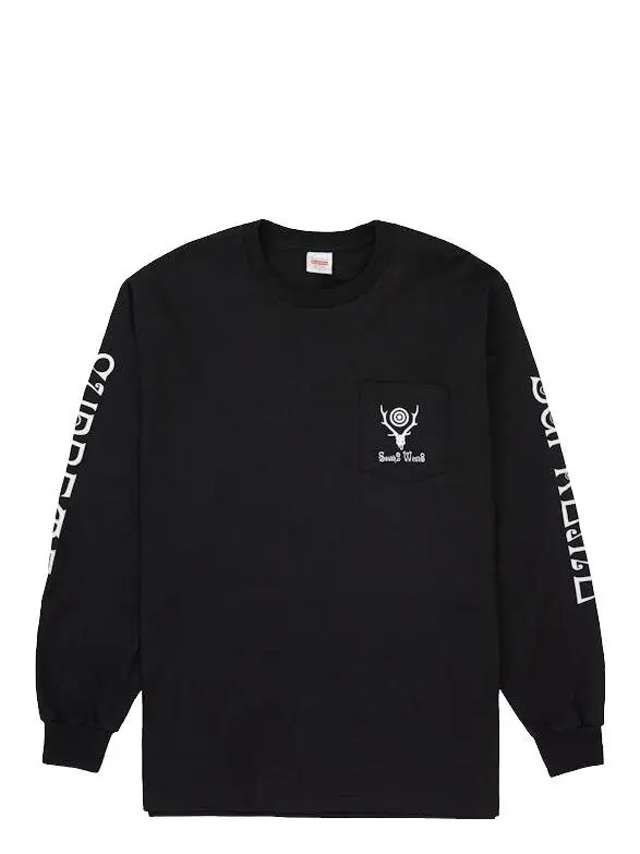 Supreme South2 West8 Long Sleeve Pocket Tee Shirt - Black