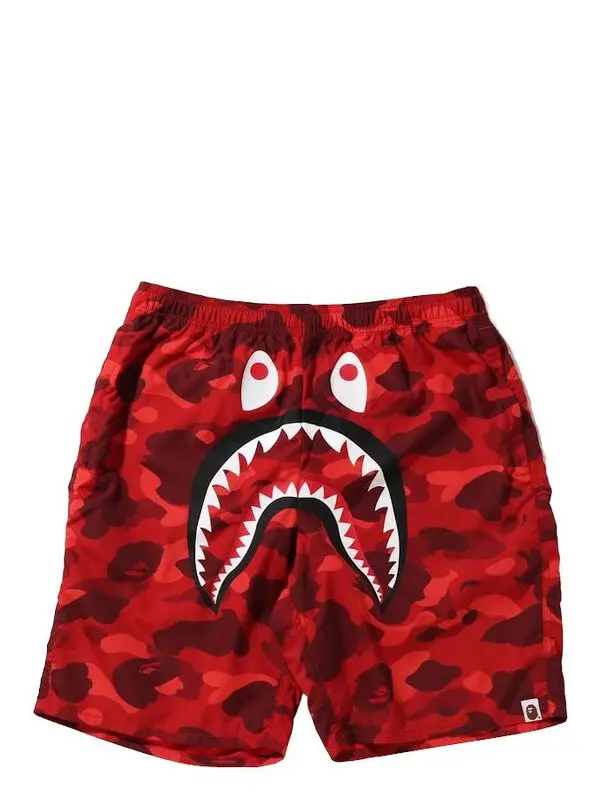 BAPE Camo Shark Beach Shorts - Red