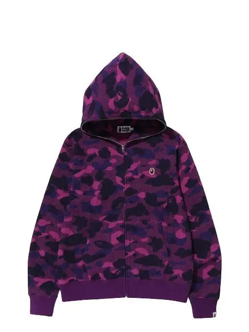 BAPE Camo Thermal Full Zip Hoodie - Purple