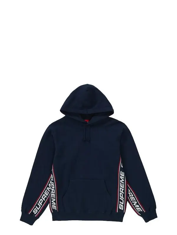 Supreme Text Rib Hooded Sweatshirt - Navy Blue