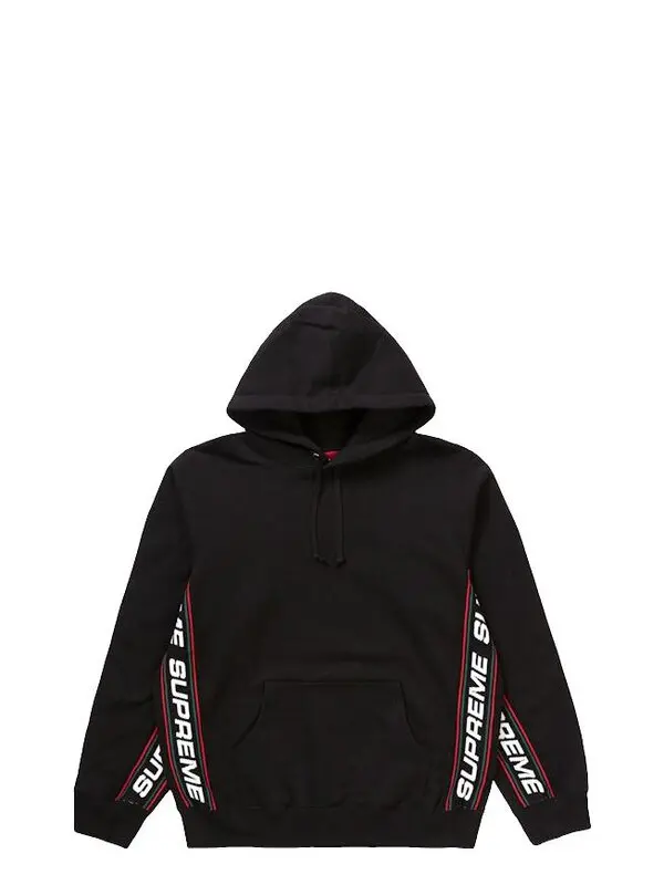 Supreme Text Rib Hooded Sweatshirt - Black