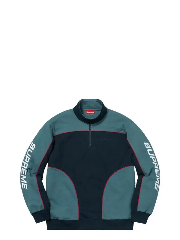 Supreme Speedway Half Zip Sweatshirt - Navy Blue/dark Teal