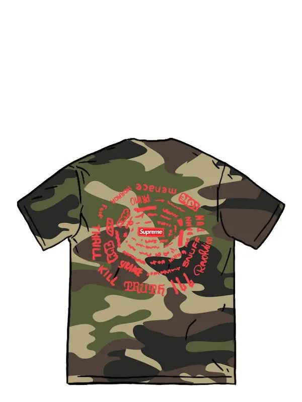 Supreme Spiral Tee Shirt - Woodland Camo