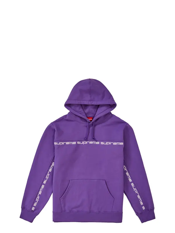 Supreme Text Stripe Hooded Sweatshirt - Violet