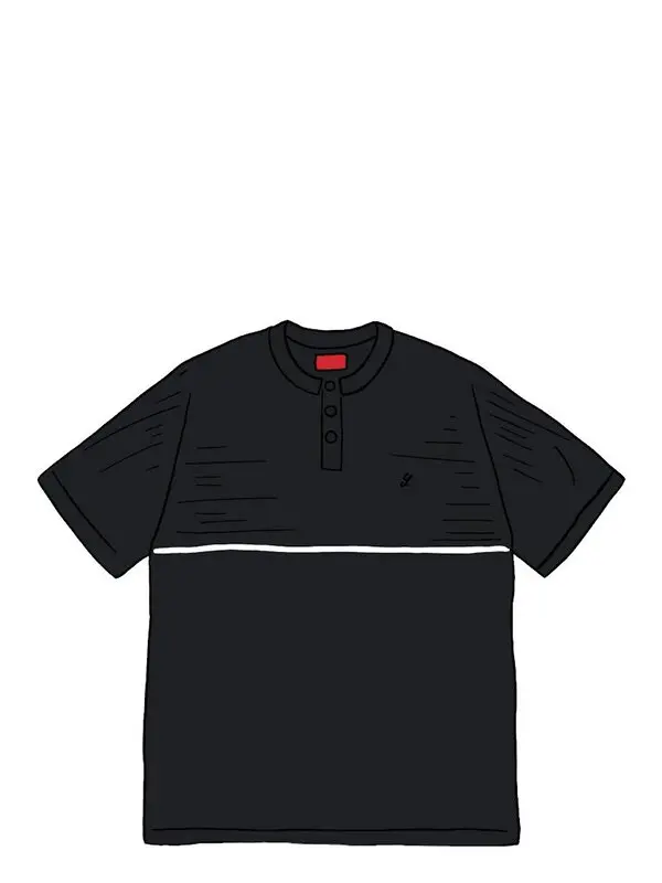 Supreme Terry Short Sleeve Henley - Black