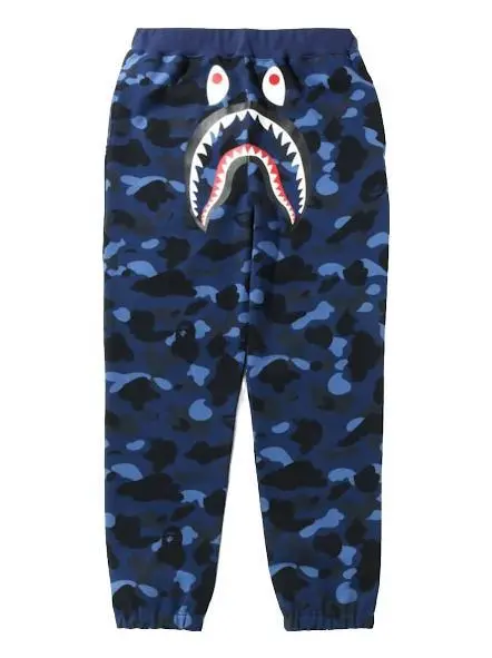 A BATHING APE Camo Shark Sweatpants - Navy Blue
