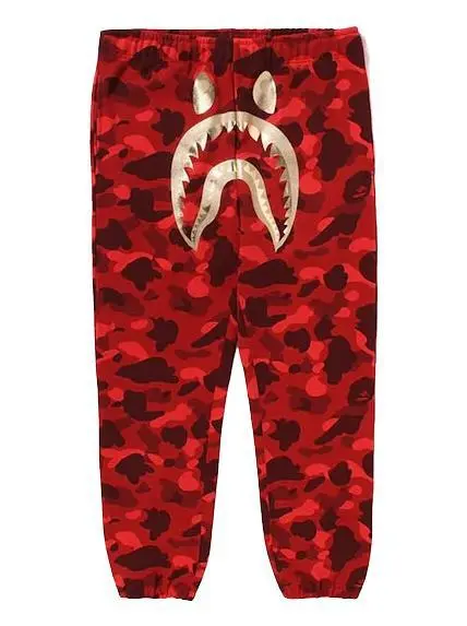 A BATHING APE Camo Shark Sweatpant - Red