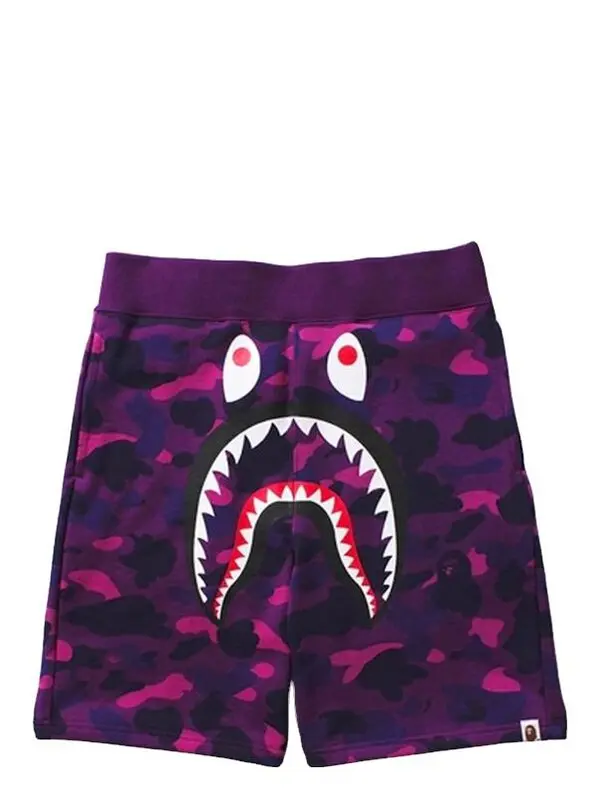 BAPE Camo Shark Sweat Shorts - Purple