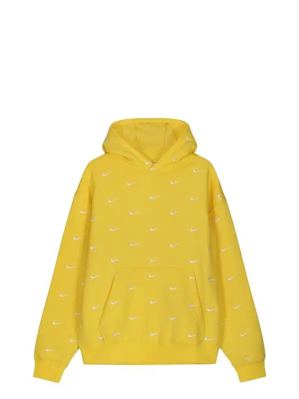 Nike Nrg All Over Swoosh Logo Hoodie - Chrome Yellow/white
