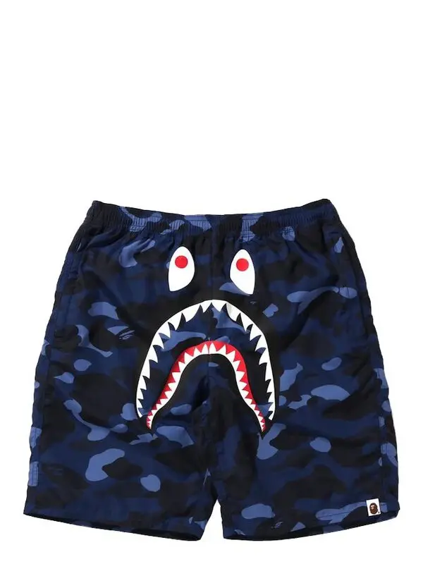 BAPE Camo Shark Beach Shorts - Navy Blue
