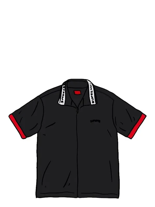 Supreme Terry Short Sleeve Zip Up - Black