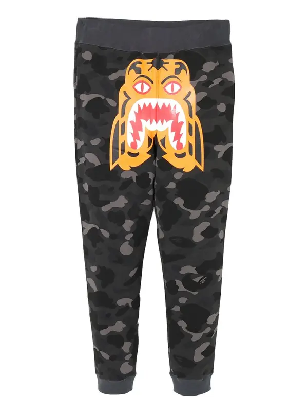 A BATHING APE Camo Tiger Slim Sweat Pants - Black
