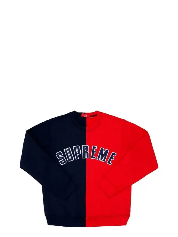 Supreme Split Crewneck Sweatshirt - Navy Blue