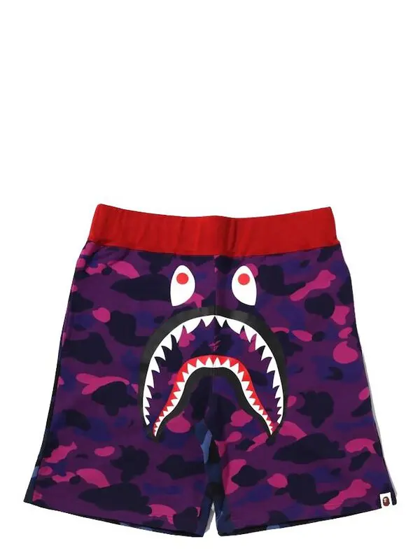 BAPE Crazy Camo Shark Sweat Shorts - Purple