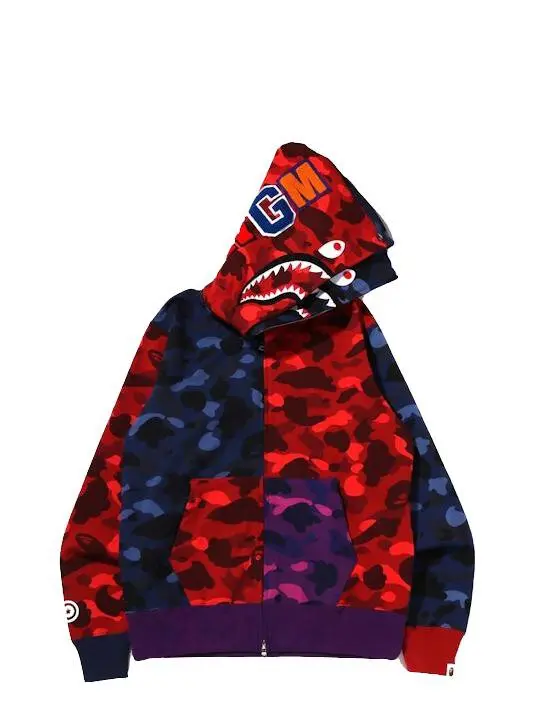 BAPE Crazy Shark Wide Fit Full Zip Double Hoodie - Multi