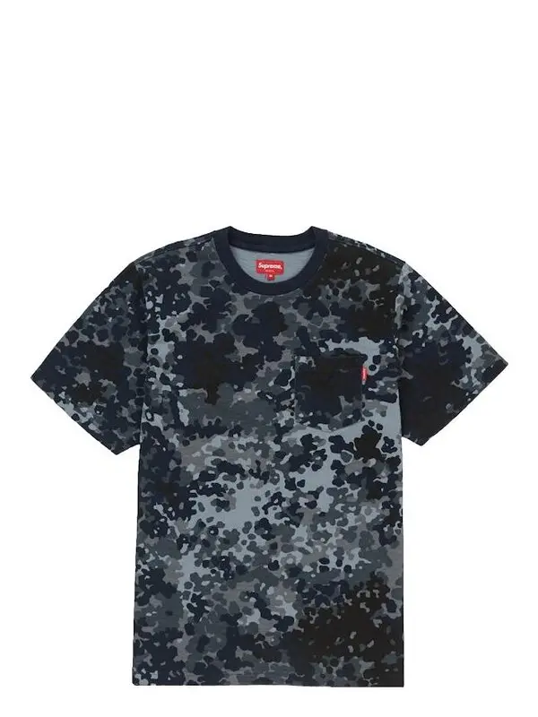 Supreme Short Sleeve Pocket Tee Shirt - Navy Blue German Camo