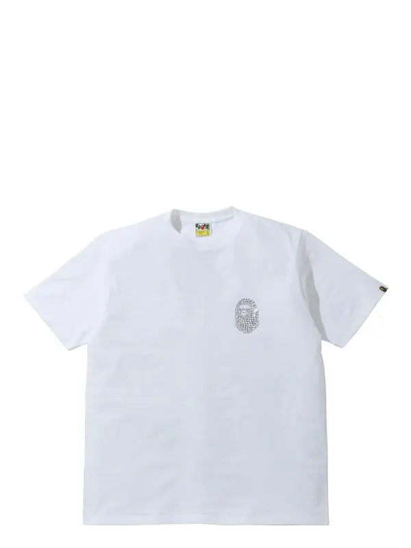 A BATHING APE Crystal Stone Ape Head Tee Shirt - White