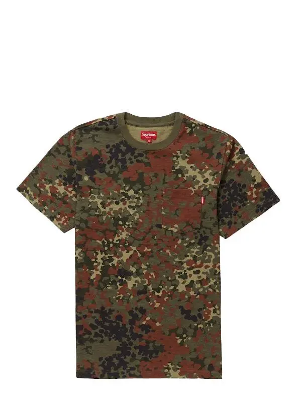 Supreme Short Sleeve Pocket Tee Shirt - Olive German Camo