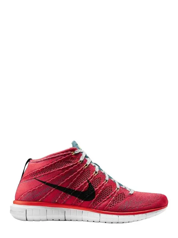 Nike Free Flyknit Chukka Sneakers - Bright Crimson/light Ash Grey/mineral
