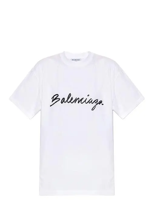 Balenciaga Script Logo T-shirt - White/black